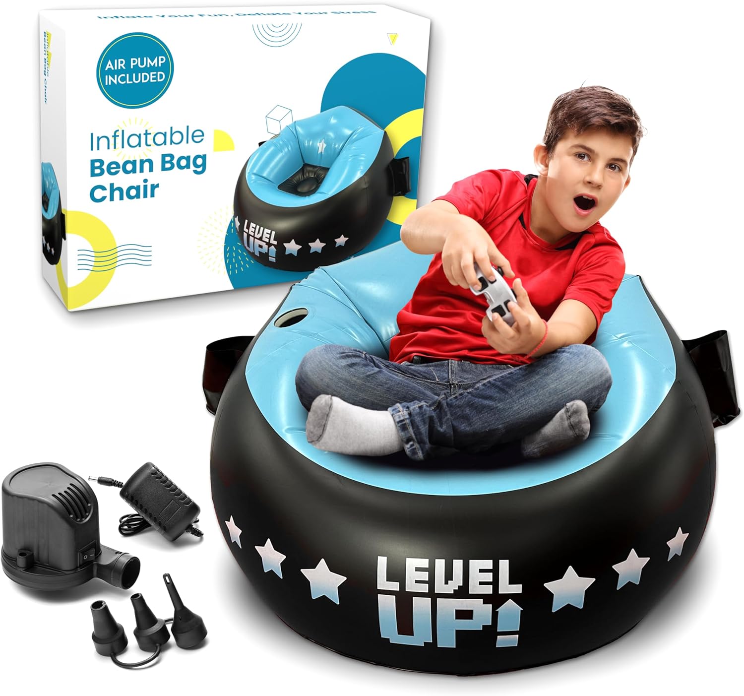 Amazon.com: Qadory Inflatable Gaming Chair for Kids- Air Pump Included ...
