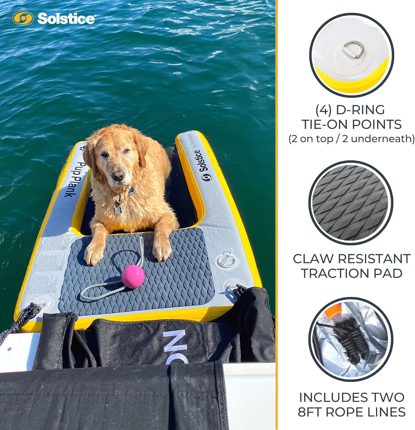 SOLSTICE ORIGINAL Inflatable Pup Plank Dog Float Floating Ramp Ladder ...