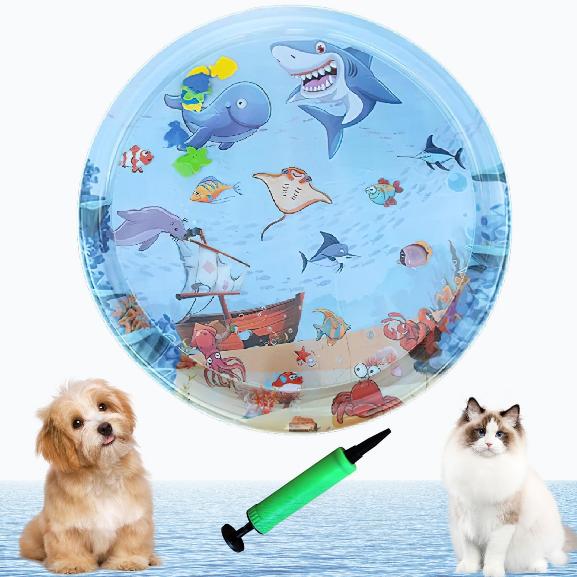 Cat Water Mat With Floating Fish Ocean Breeze Splashland Water Mat For ...