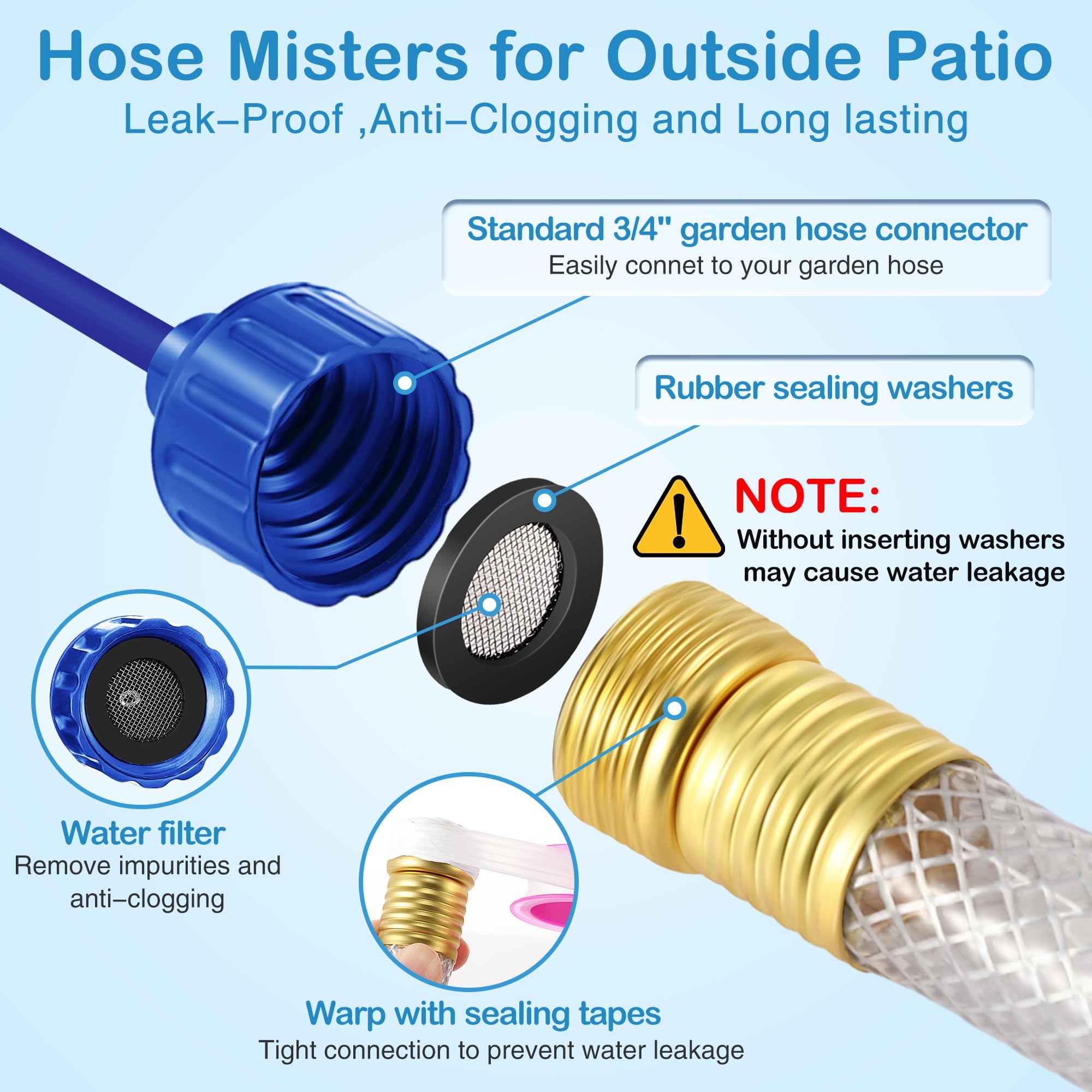Snapklik.com : Dunkive 60 Inch Hose Mister For Outside Patio, Flexible ...