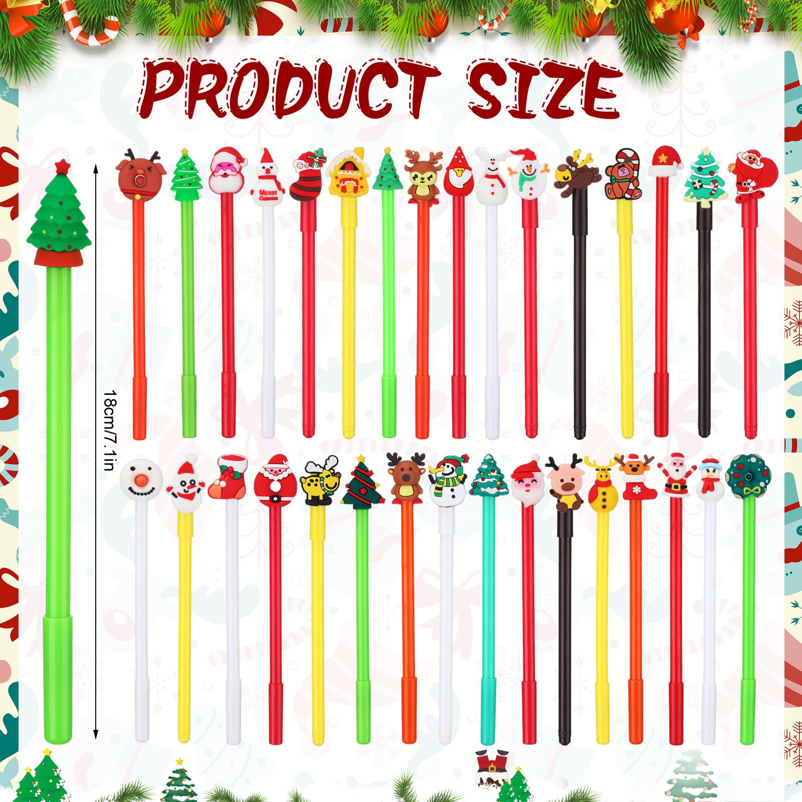 Tenceur 200 Pcs Christmas Gel Ink Pen Bulk,38 Style Christmas Theme ...