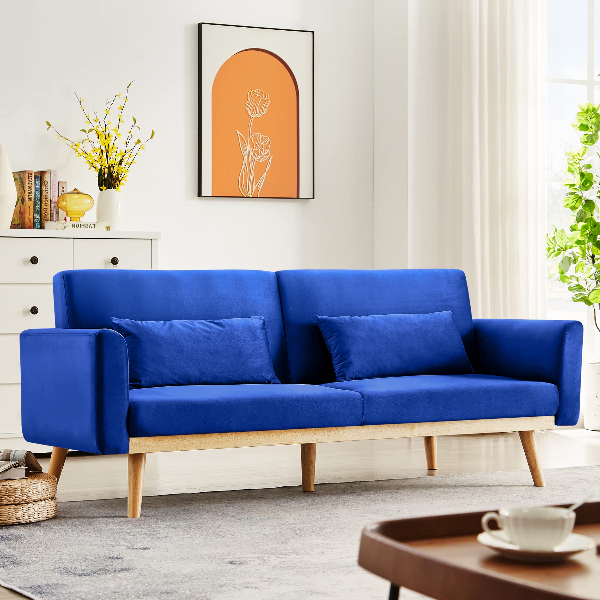 Blue velvet futon online