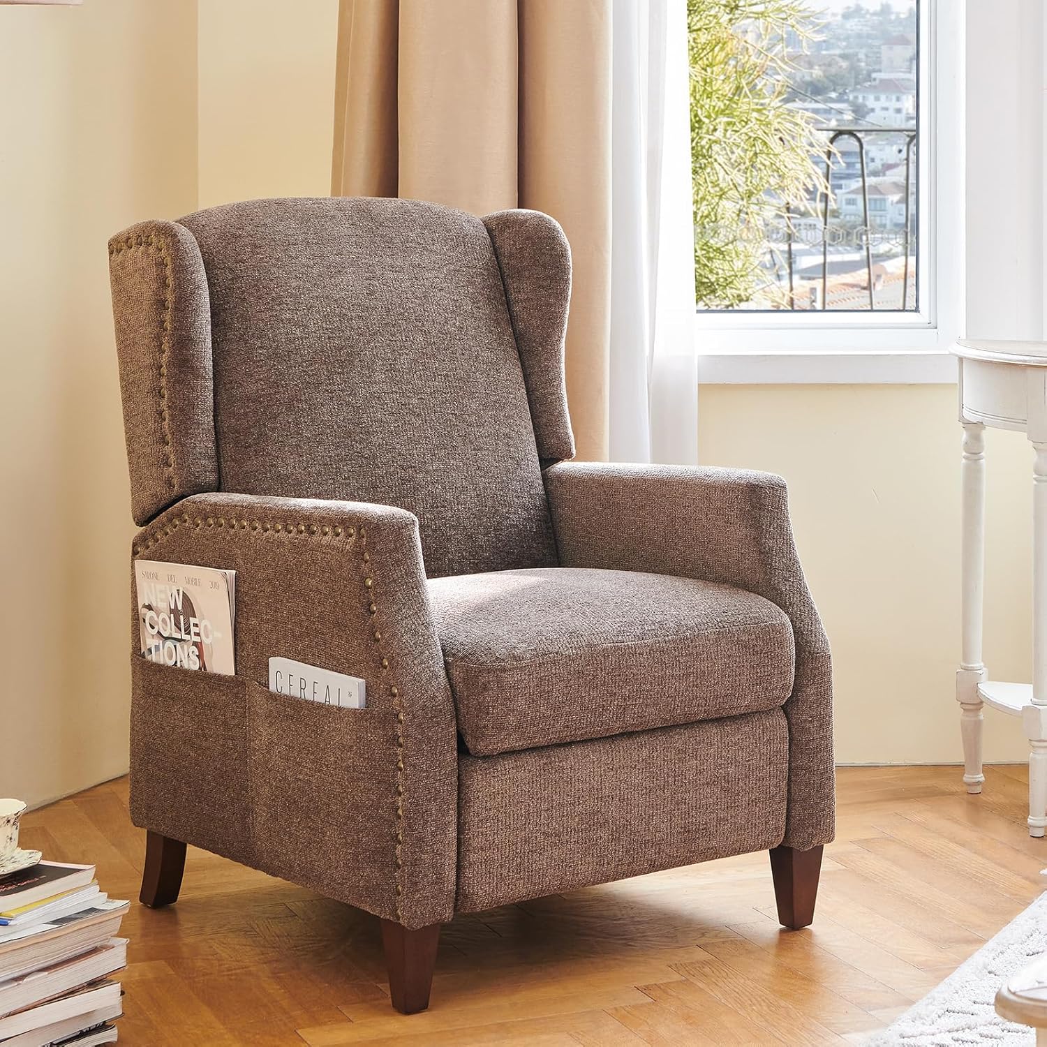 Amazon.com: COLAMY W502-LightBrown-F pushback Recliner, Lightbrown ...