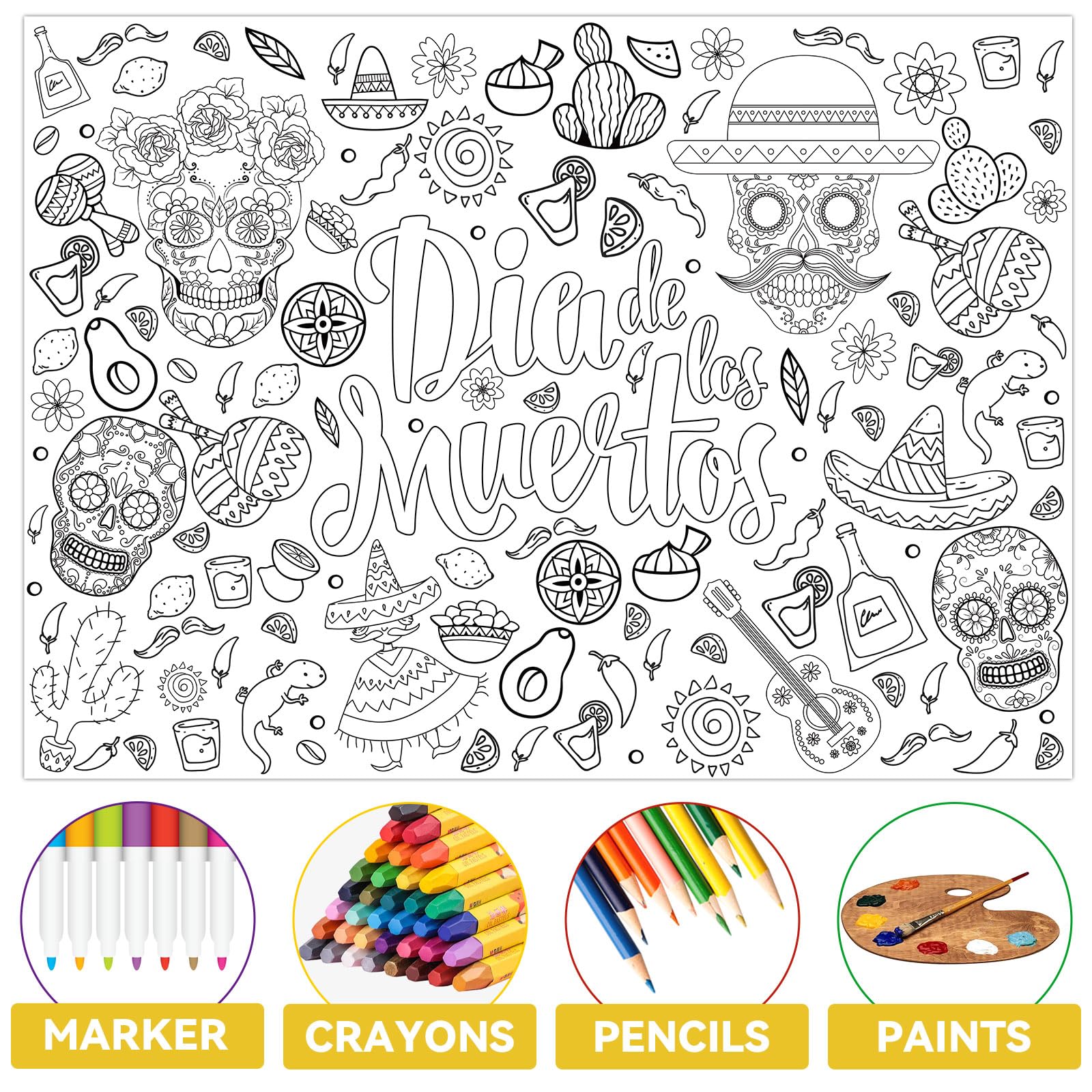Snapklik.com : Day Of The Dead Giant Coloring Poster Dia De Los Muertos ...