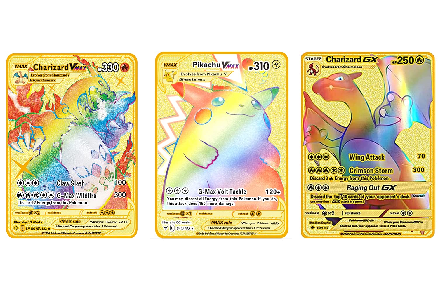 3 Pcs Rare Metal Card Charizard Golden Vmax Dx Gx | Desertcart Sri Lanka