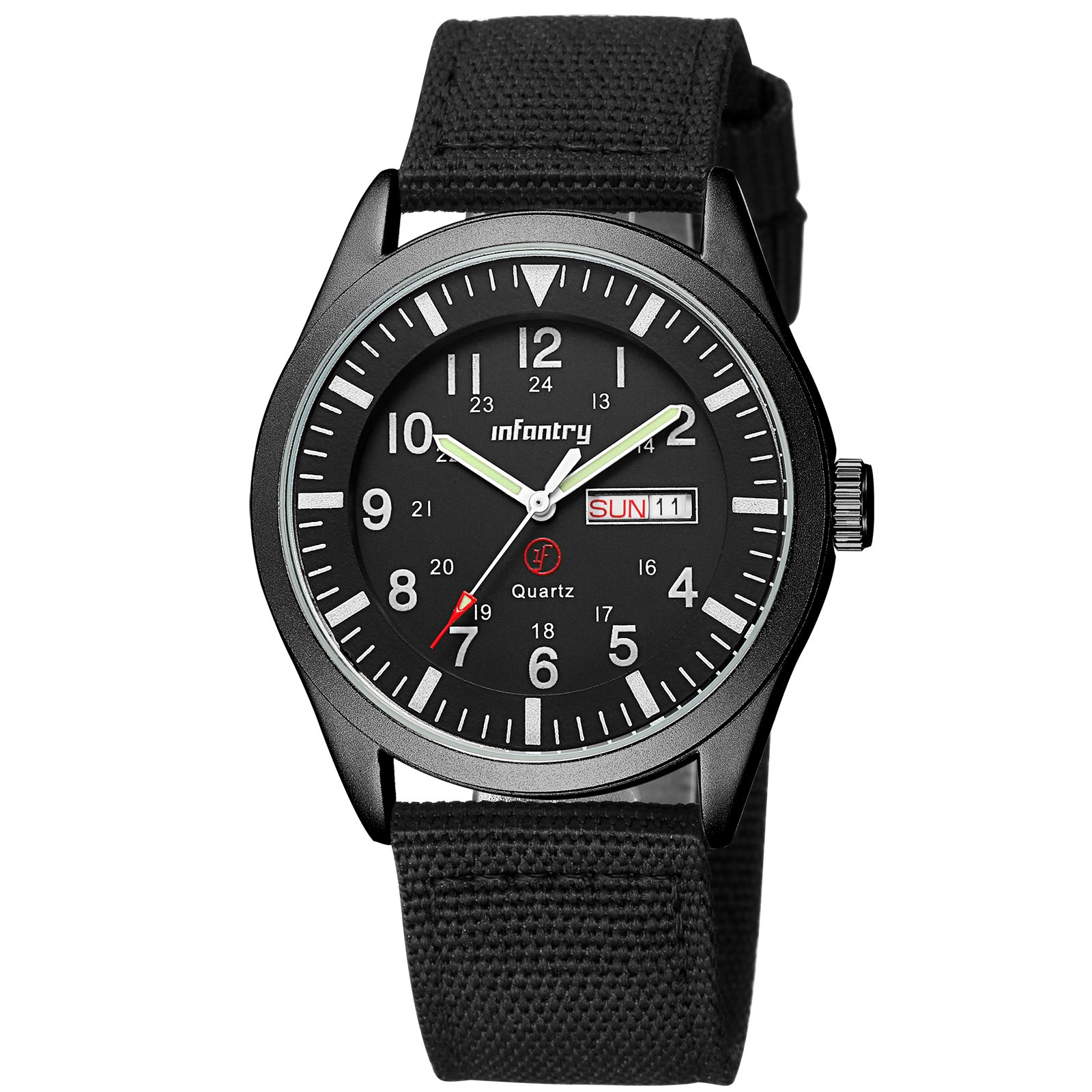 Infantry Montre militaire étanche 5 ATM pour homme, date jour 12/24 ...