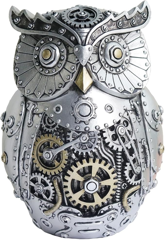 Amazon.com: Pigort Unique Owl Statue Figurine - Mechanical Steampunk ...