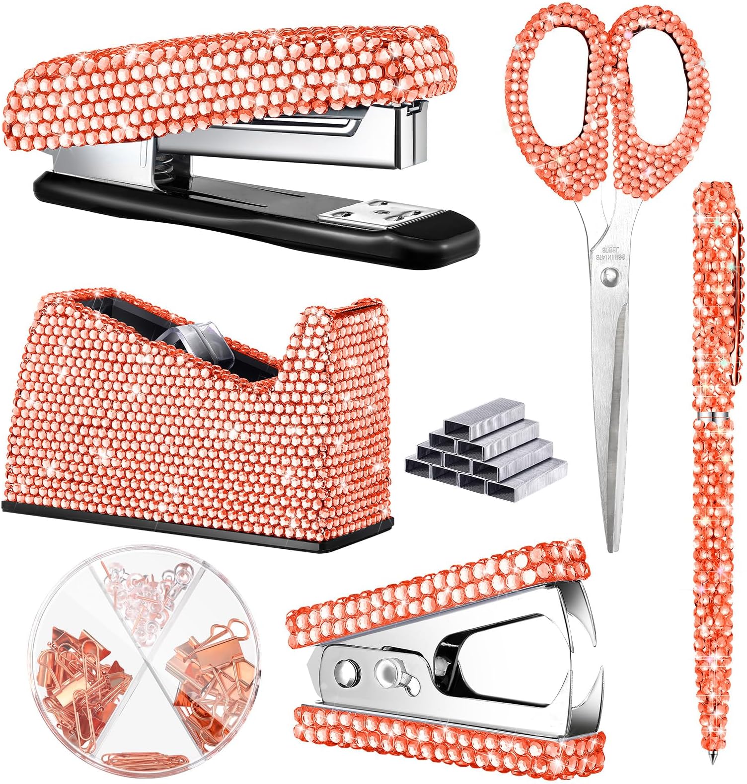 Amazon.com : Demissle 6 Pcs Bling Office Desk Accessories Set Crystal ...