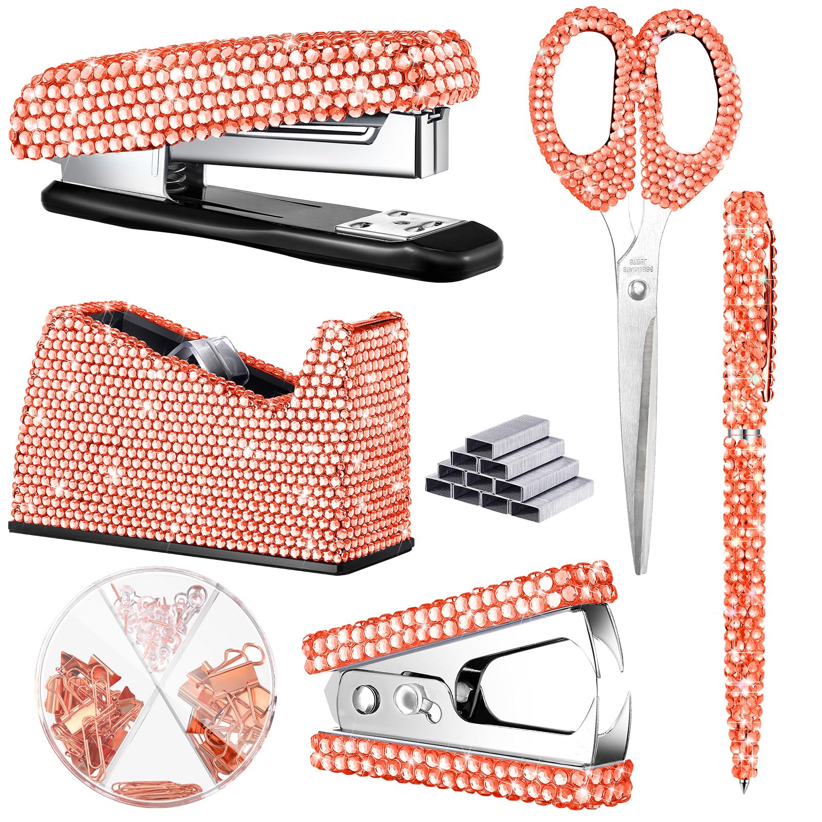 Amazon.com : Demissle 6 Pcs Bling Office Desk Accessories Set Crystal ...