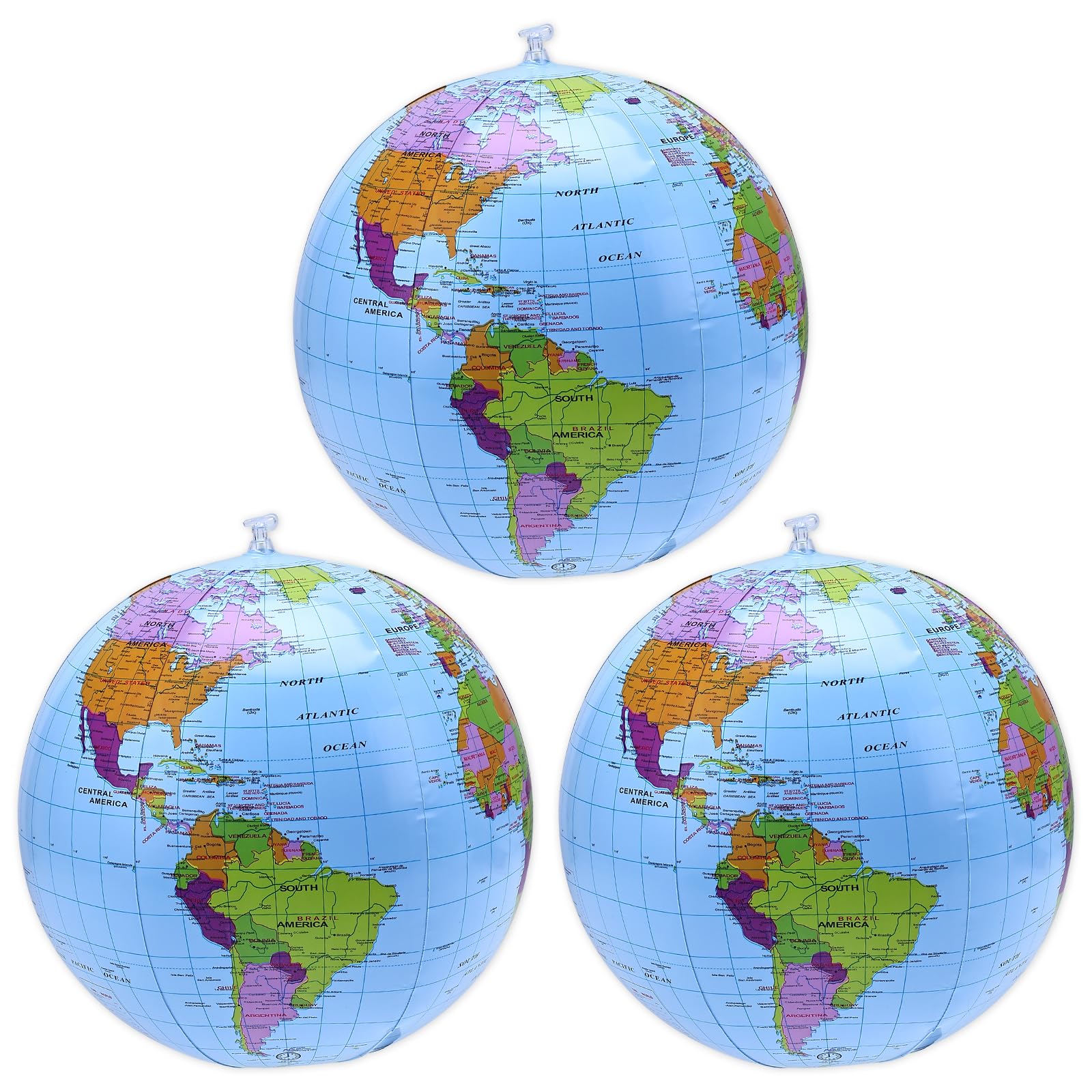 Amazon.com: Amabro Inflatable Globe, 3PCS Blow up World Globe 16 Inch ...