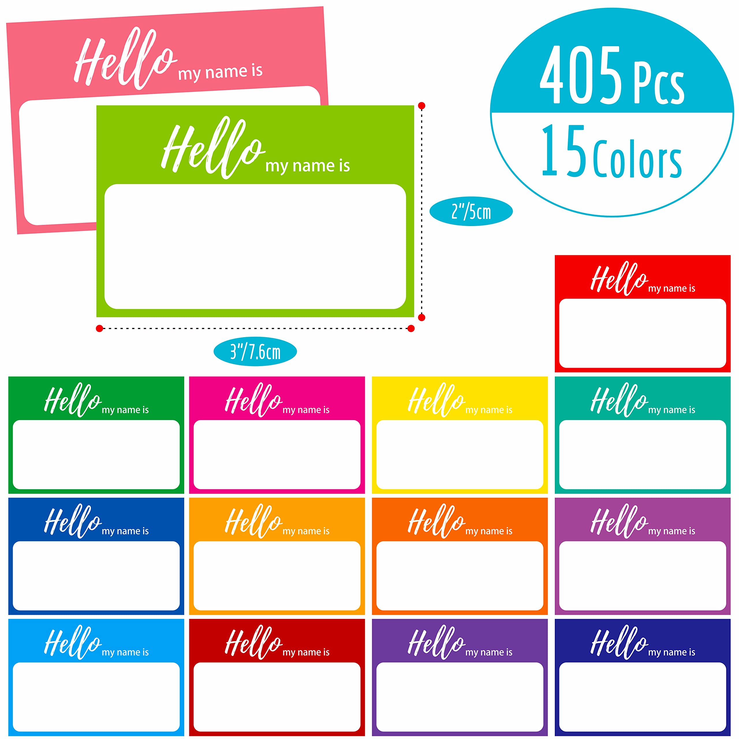 Snapklik.com : 405 PCS Colorful Name Tag Stickers, White Script Fonts ...