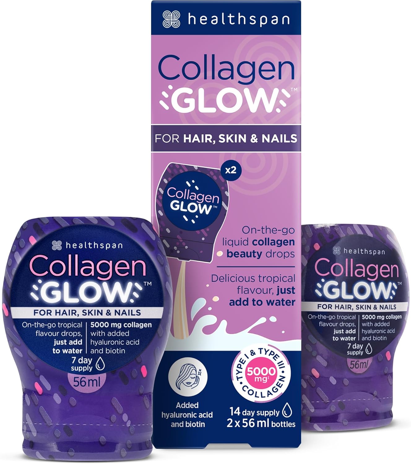 Healthspan Collagen Glow 5,000mg | Passion Fruit Flavoured Drink | for ...