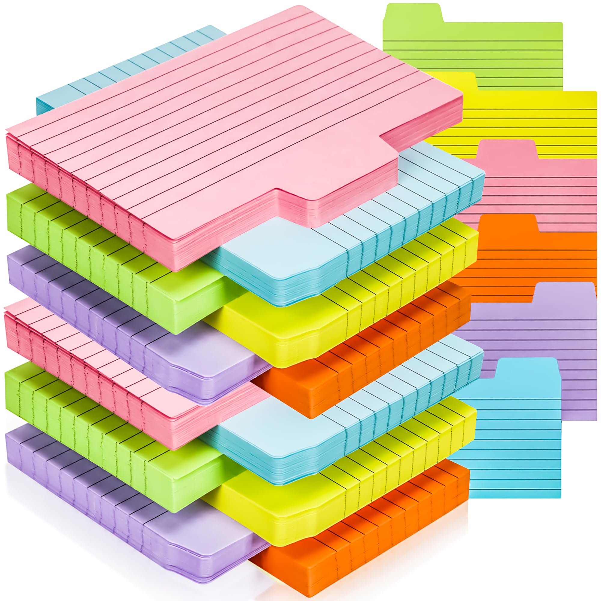 Snapklik.com : MotBach 500 PCS Tabbed Index Cards,3 X 5, Colorful Lined ...