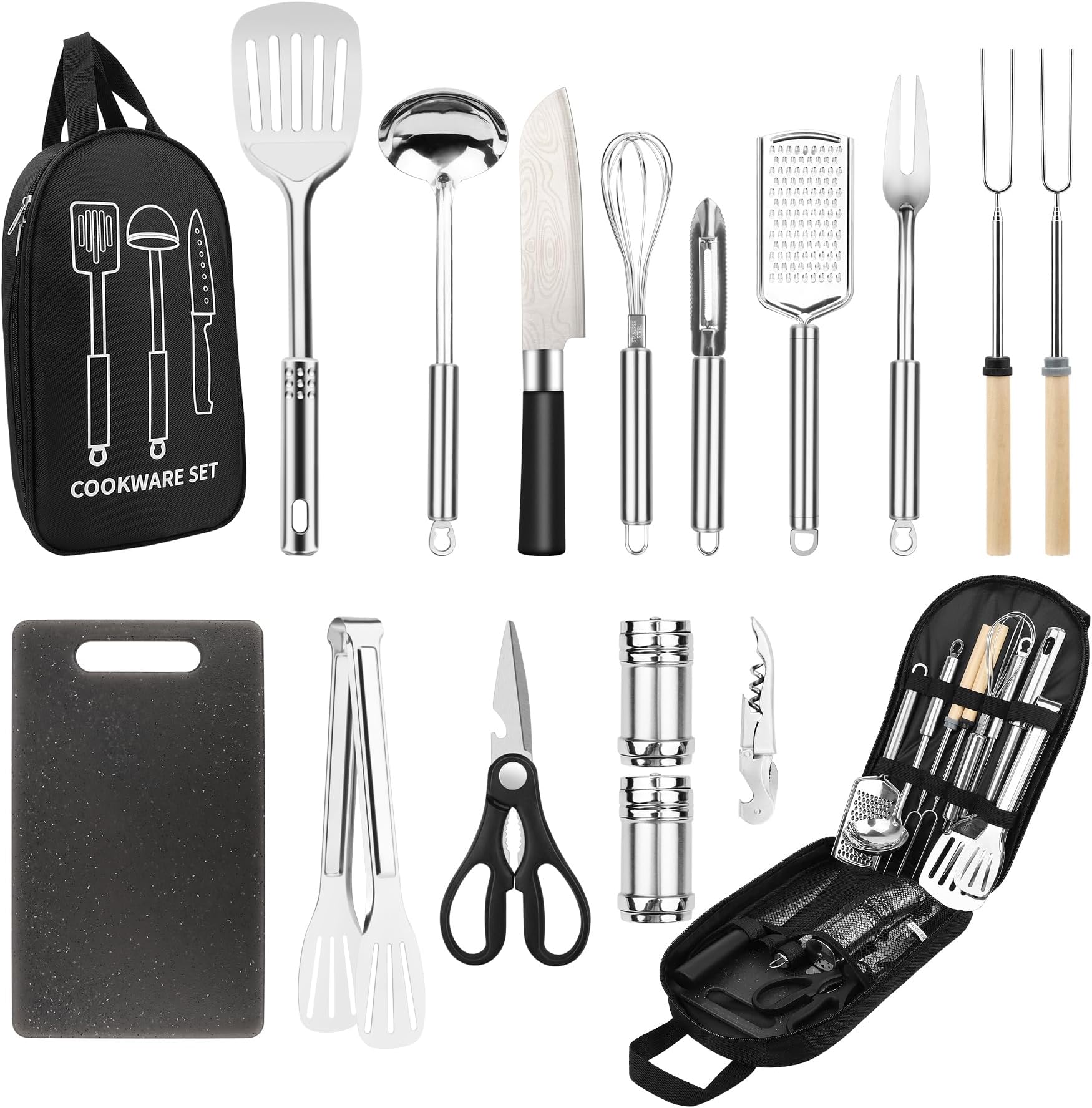 lehom Camping Kitchen Utensil Set,Camp Cookware Utensils Organizer ...