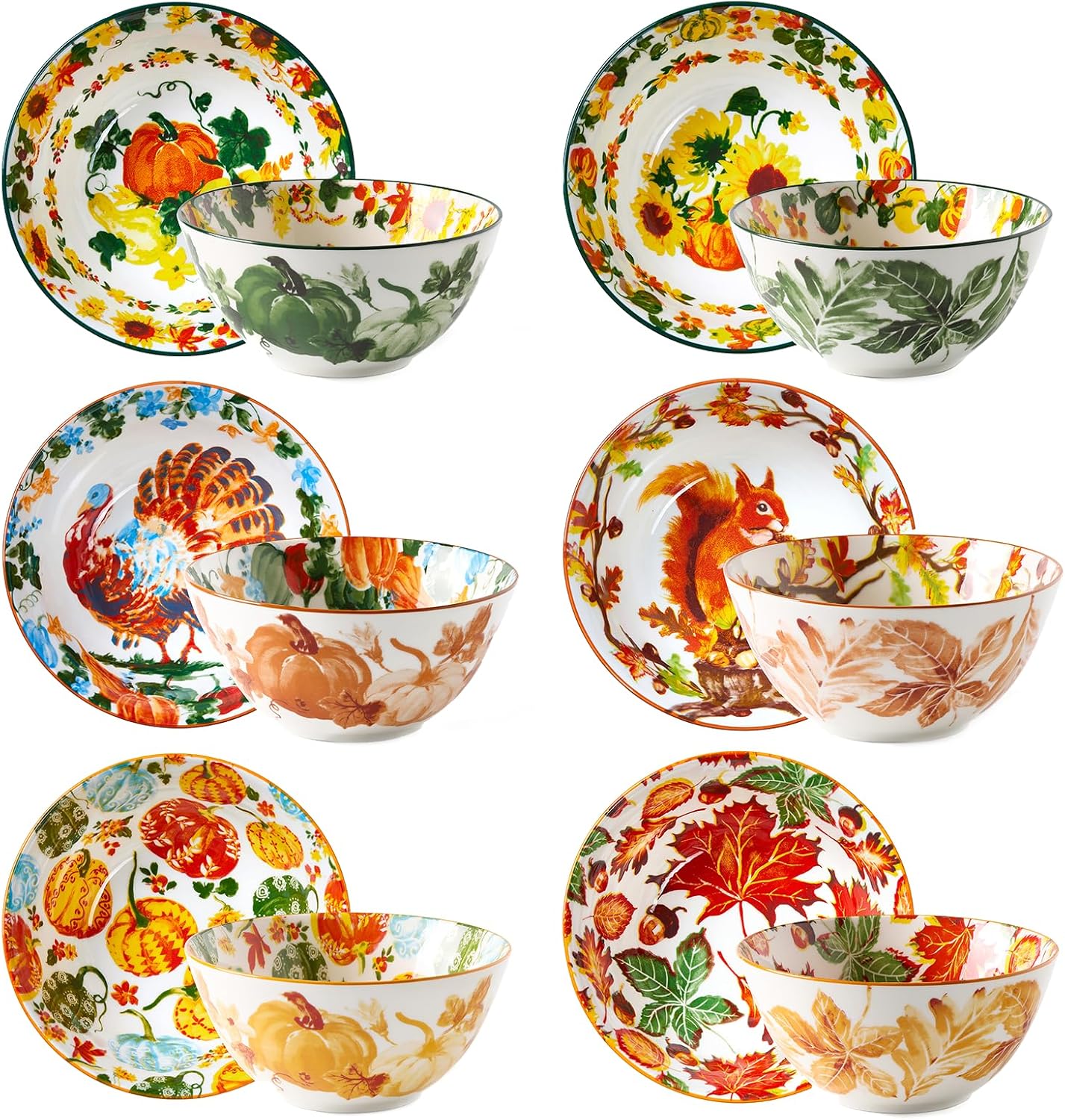 Amazon.com | Metahom Fall Bowls Set of 6, Thanksgiving Ceramic Bowls ...