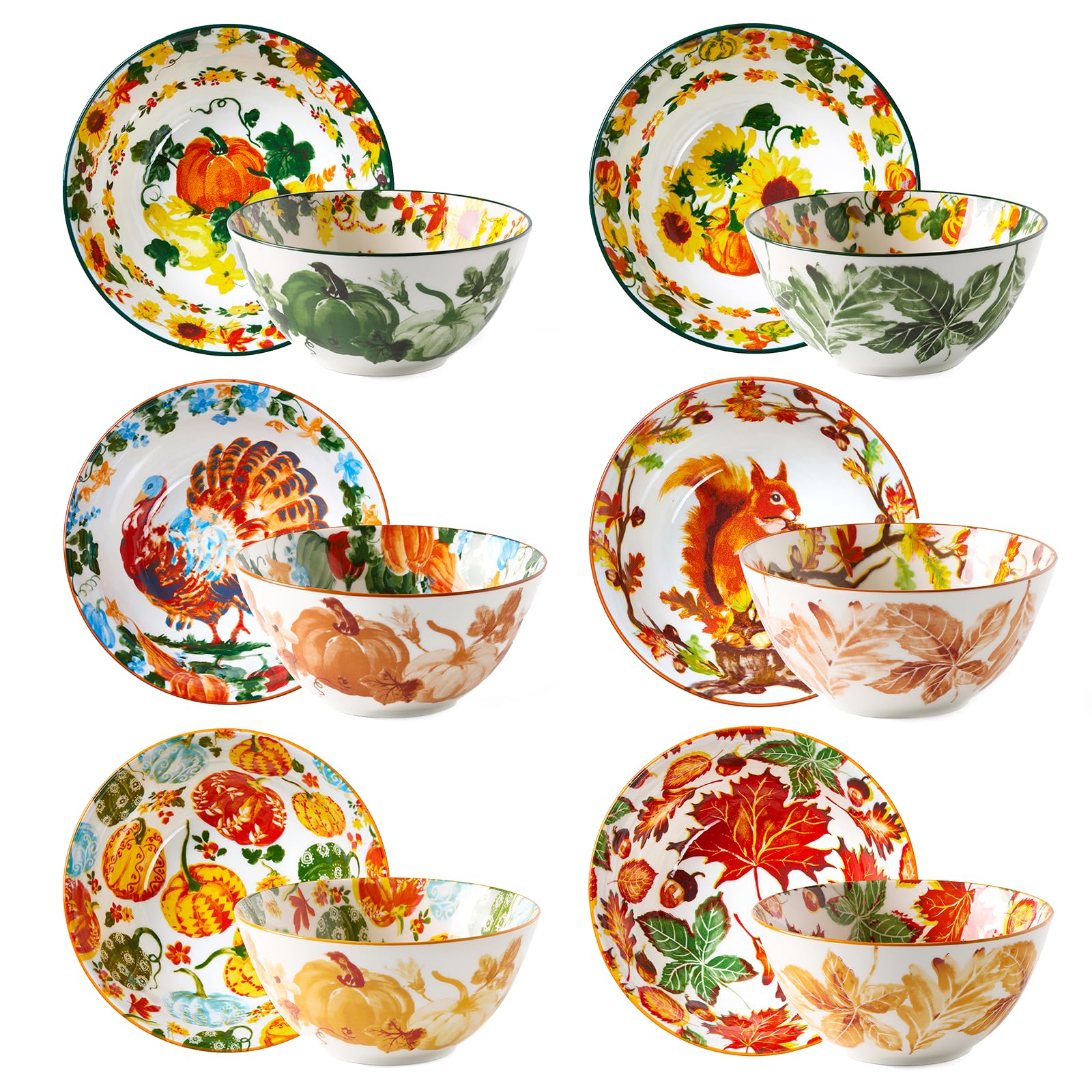 Amazon.com | Metahom Fall Bowls Set of 6, Thanksgiving Ceramic Bowls ...