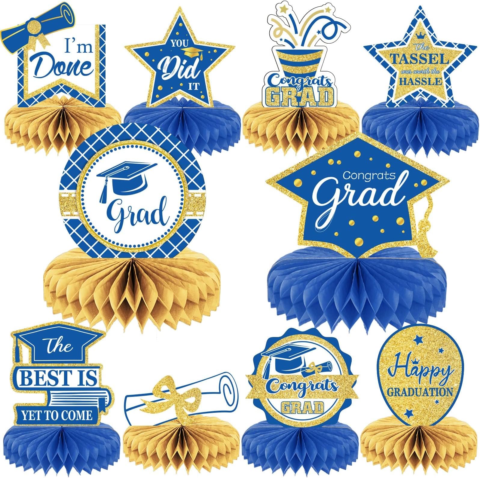 Amazon.com: Blue and Yellow Congrats Grad Banner and 2024 Graduation ...