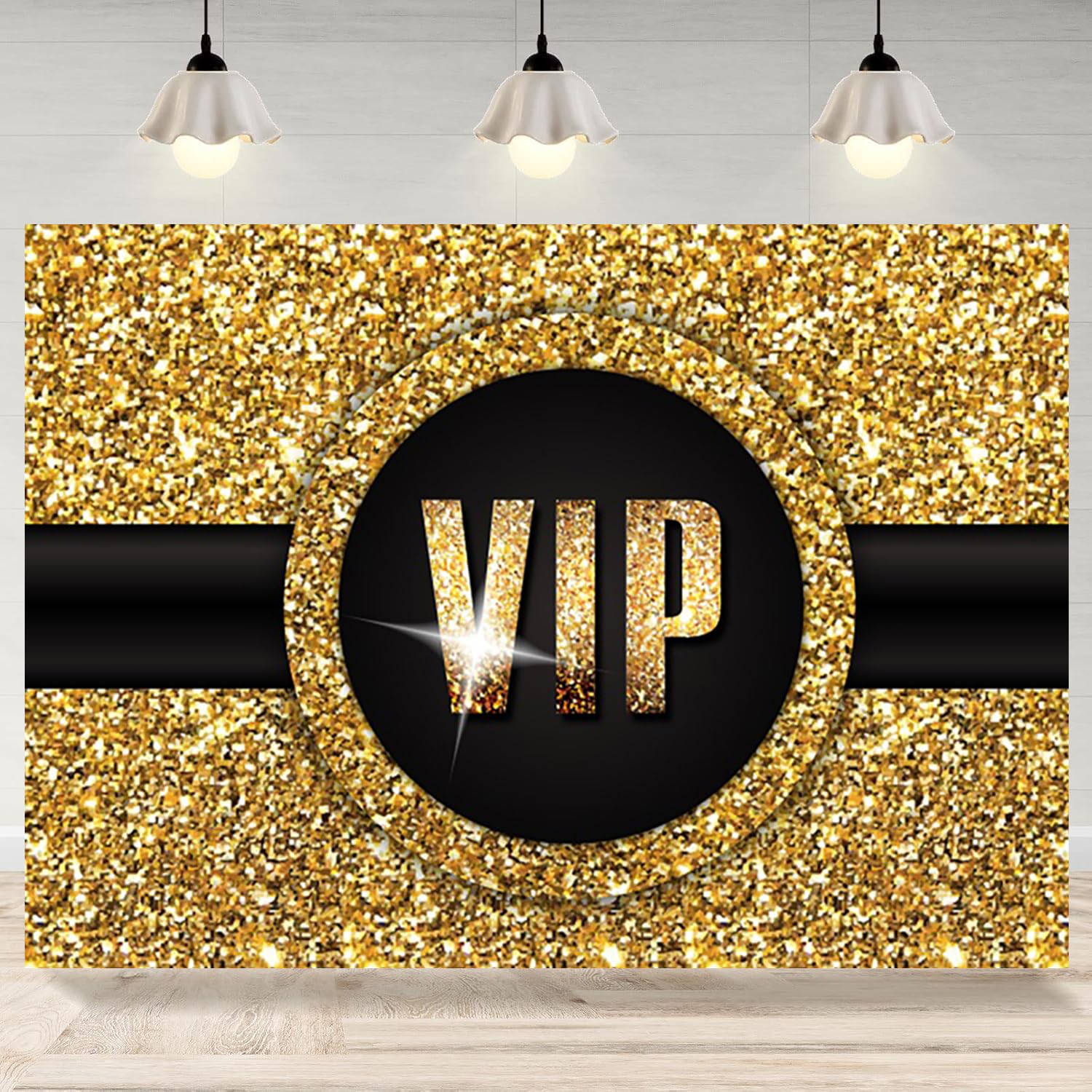 Amazon.com : 8x6ft VIP Backdrop Gold Black Glitter Photography ...