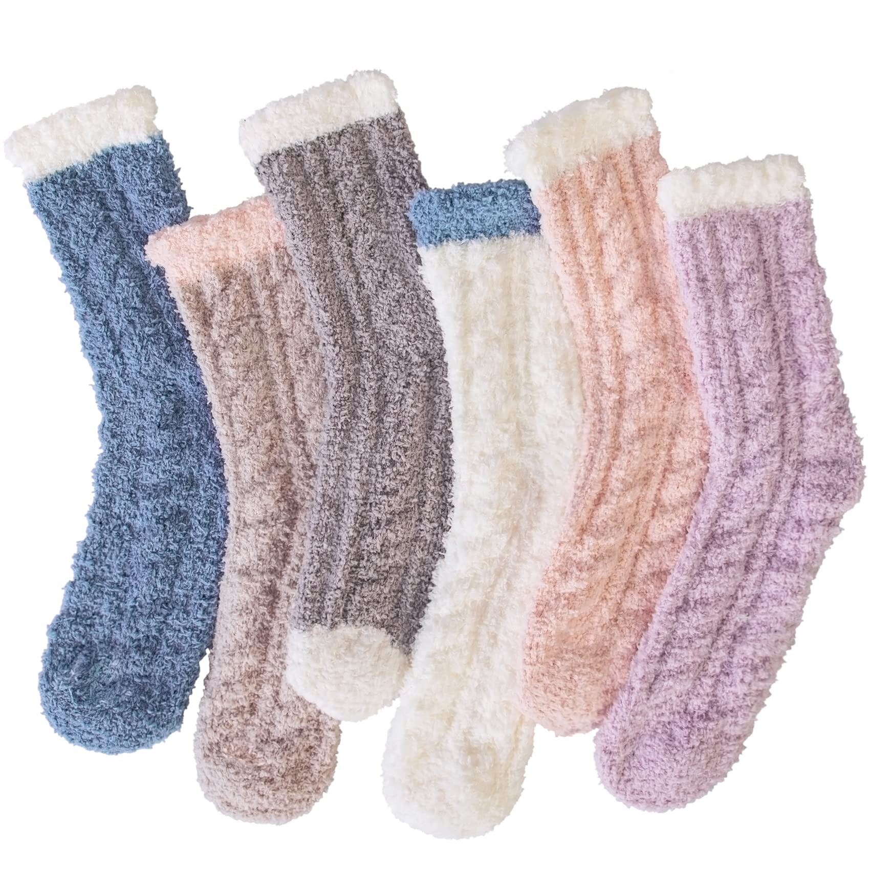 YSense 6 Pairs Women Fuzzy Fluffy Socks Cozy Slipper Socks Warm Soft ...