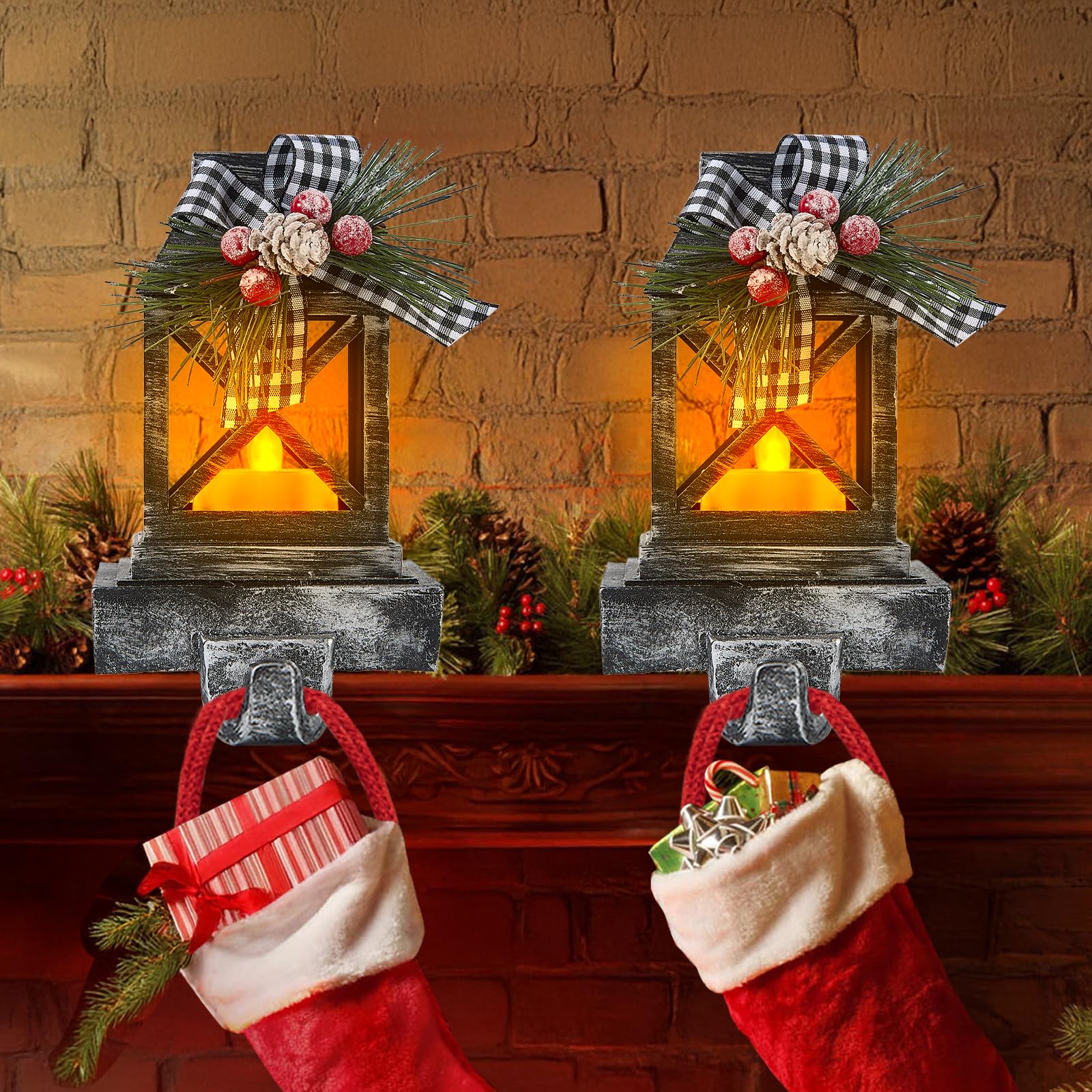 Amazon.com: HangerSpace Christmas Stocking Holders for Mantle, Set of 2 ...