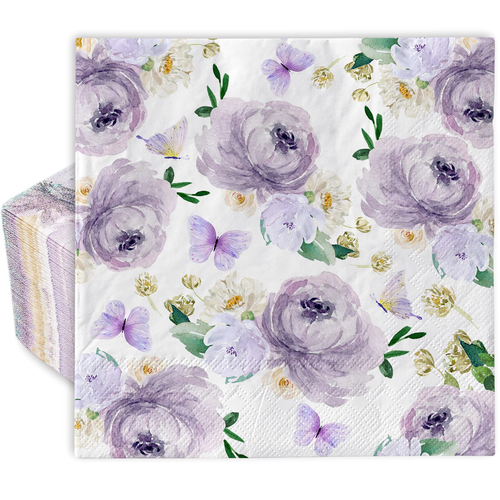 Amazon.com: AnyDesign 80 Pack Floral Luncheon Napkins Disposable ...
