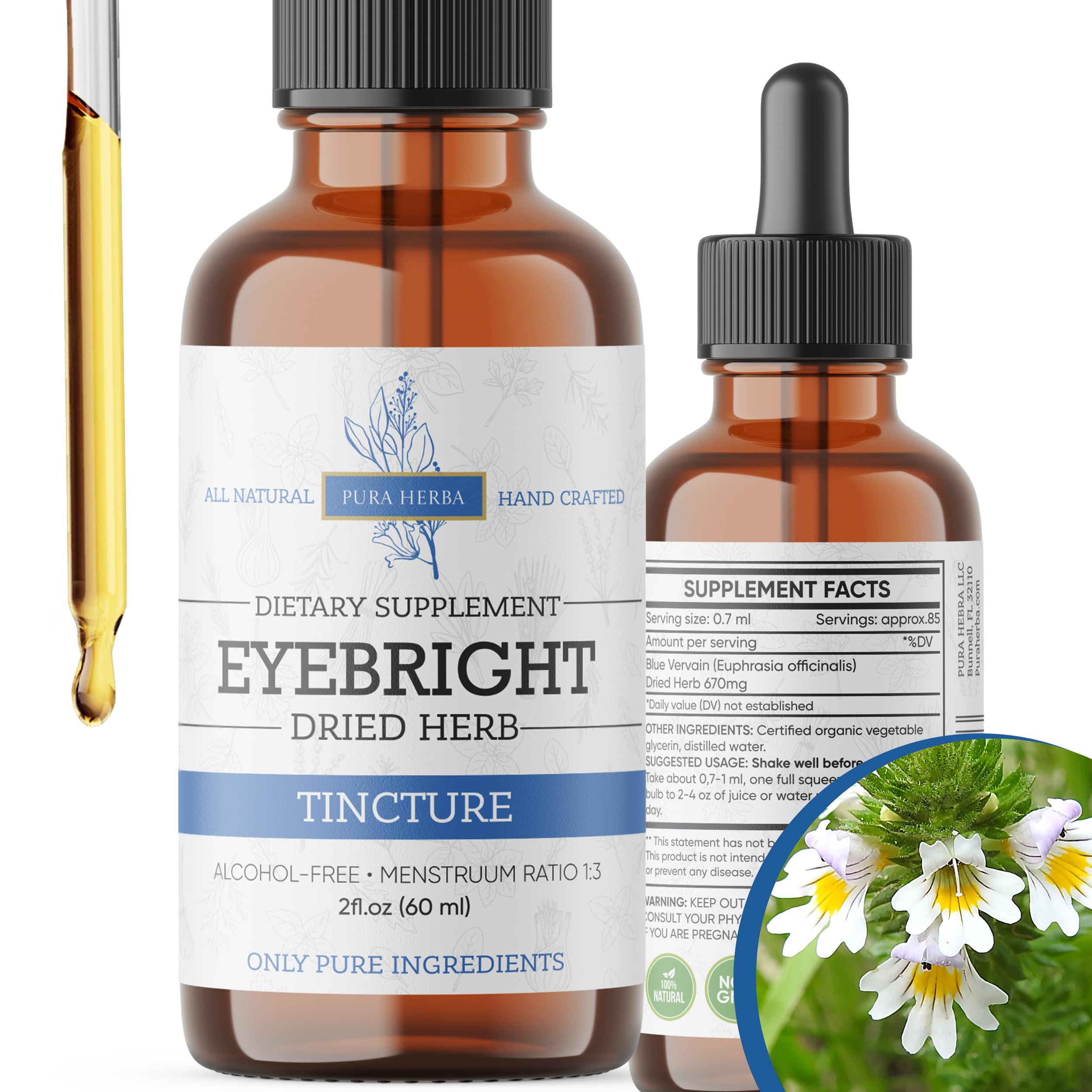 Amazon.com: Pura Herba Eyebright Herb 2 Fl Oz Extract, Eyebright Oral ...