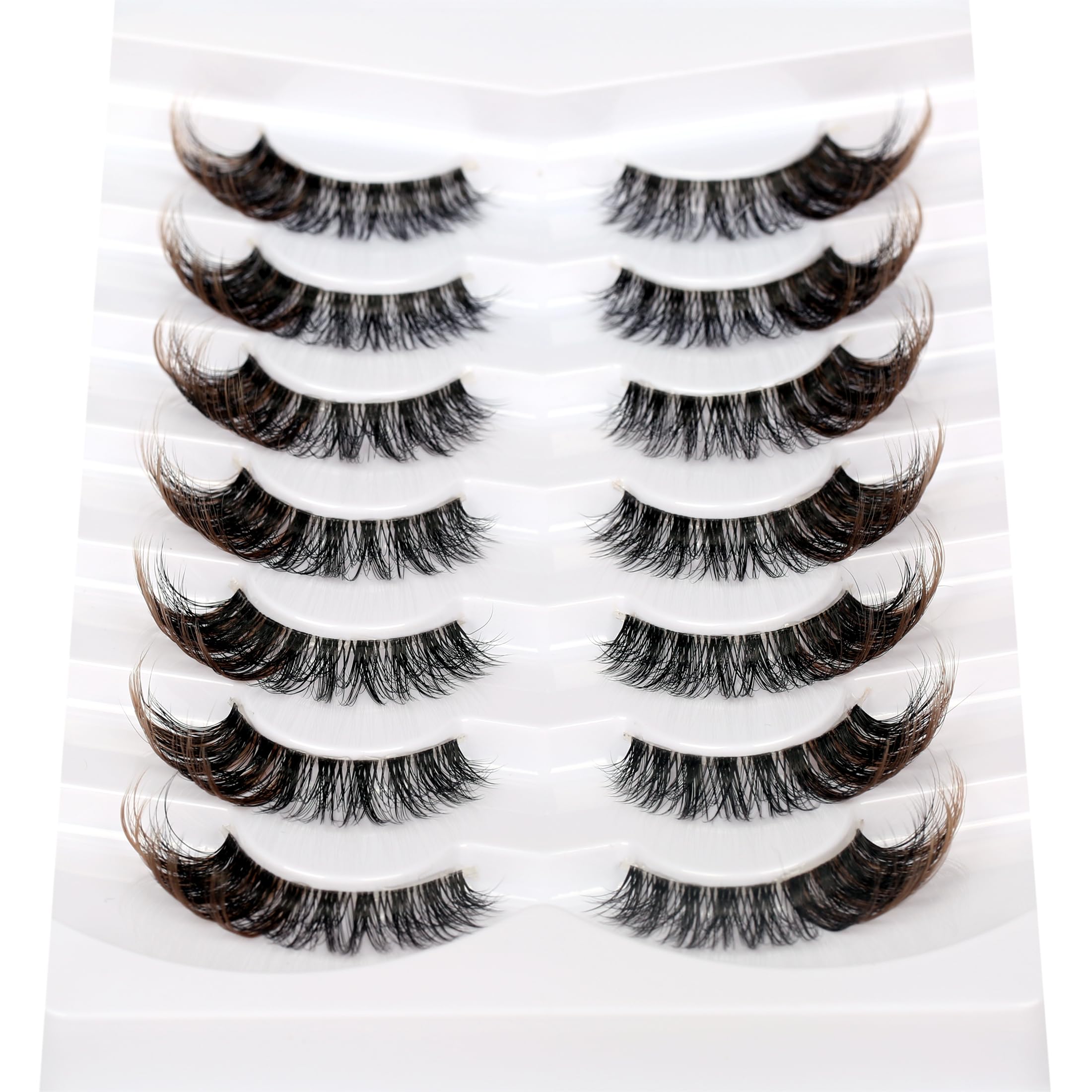 Snapklik.com : False Eyelashes Brown Color Fluffy Volume Cat Eye Look ...