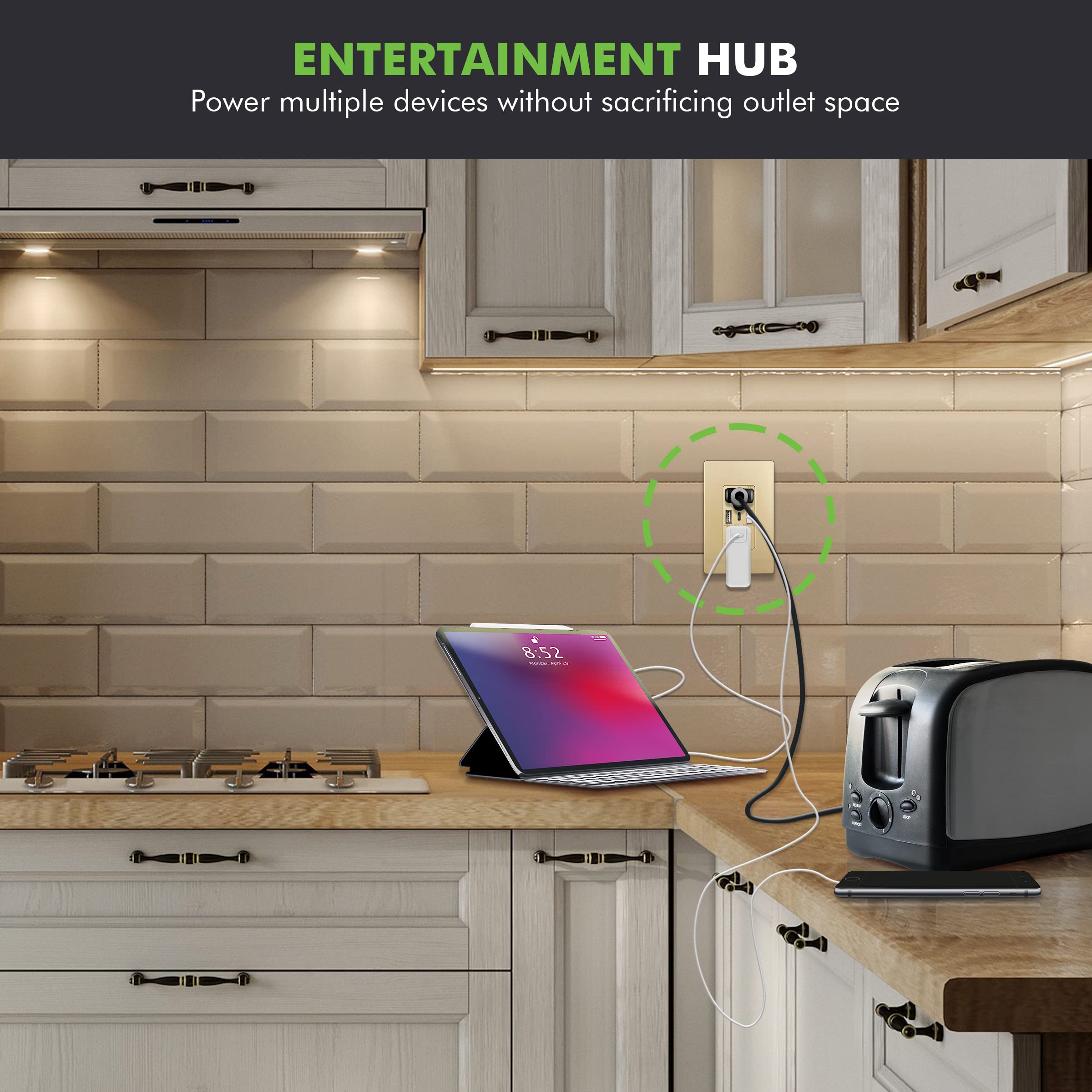 Snapklik.com : TOPGREENER USB Outlet, 3-Port Type C USB Wall Outlet, 15 Amp Tamper-Resistant ...