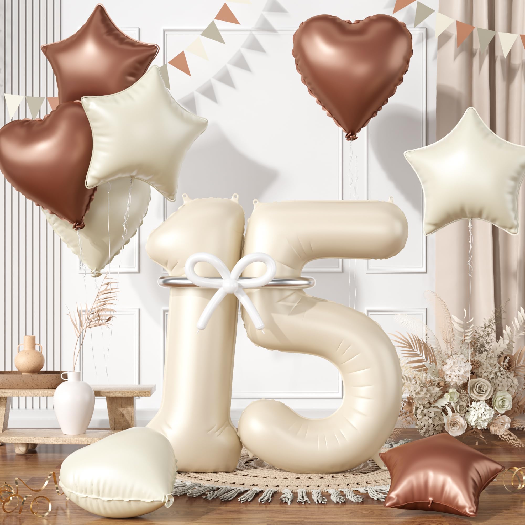 Amazon.com: 15 Cream White Balloons, 15 Number Balloons Set, Beige ...