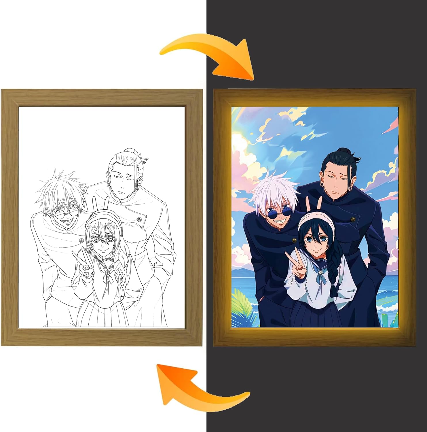 Amazon.com: FunLake Jujutsu Kaisen LED Art - Gojo Satoru, Getou Suguru ...