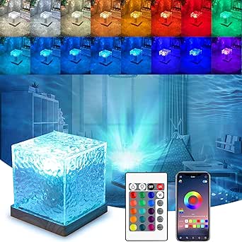 NASKY Rotating Water Ripple Lamp, a 16-Color LED Water Ripple Aurora ...