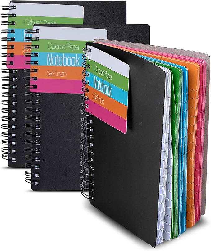 Amazon.com : Spiral Notebook, 5x7 Inch Notebooks - Wirebound Wide Ruled ...