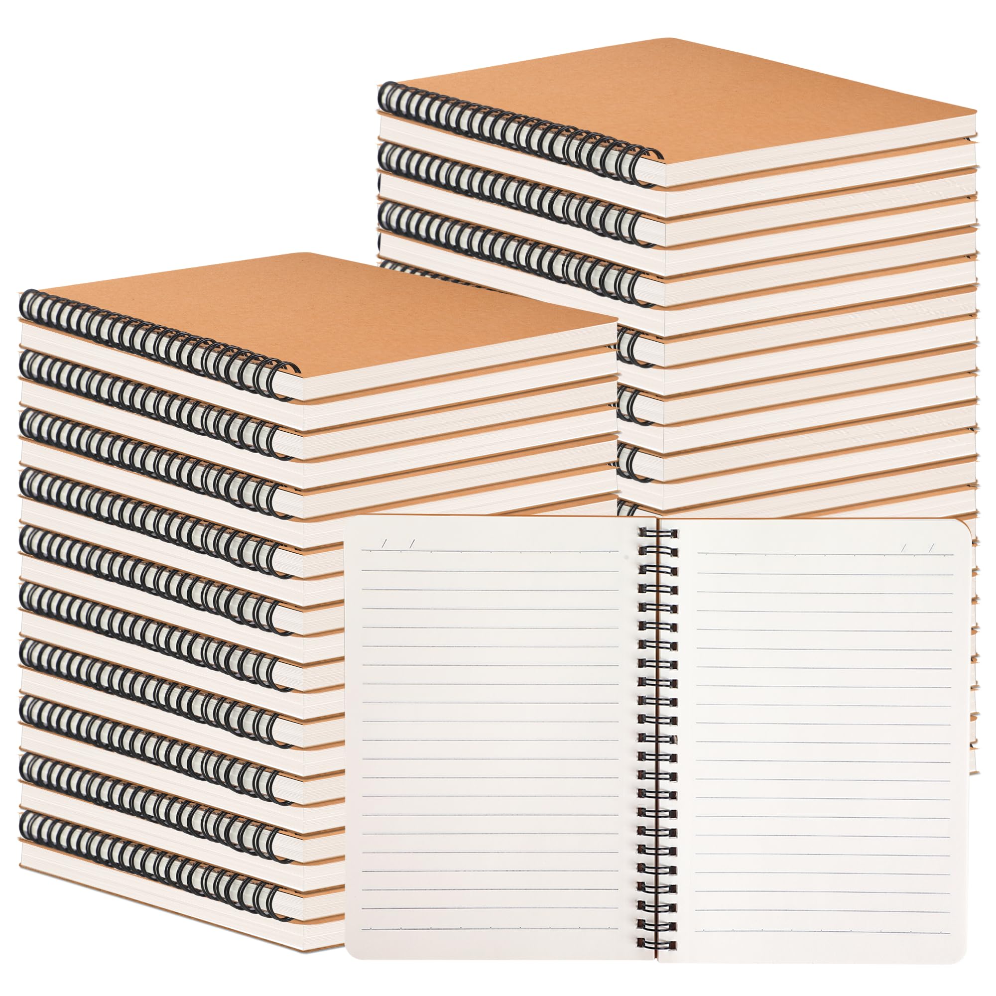 Amazon.com : miikoul 100 Packs A5 Spiral Lined Notebooks, Kraft Paper ...