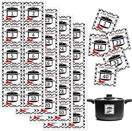 Amazon.com: Watersay 1 to 40 Chili Cook Off Pot Number Stickers ...