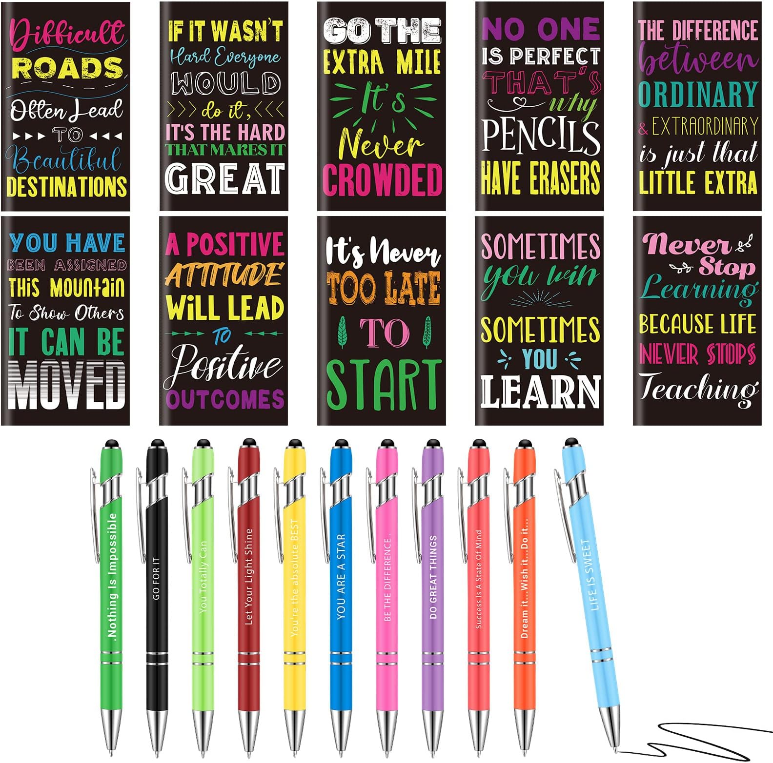 Censen 20 Set Inspirational Ballpoint Pens 10 Pcs 1.0 mm Black Ink ...