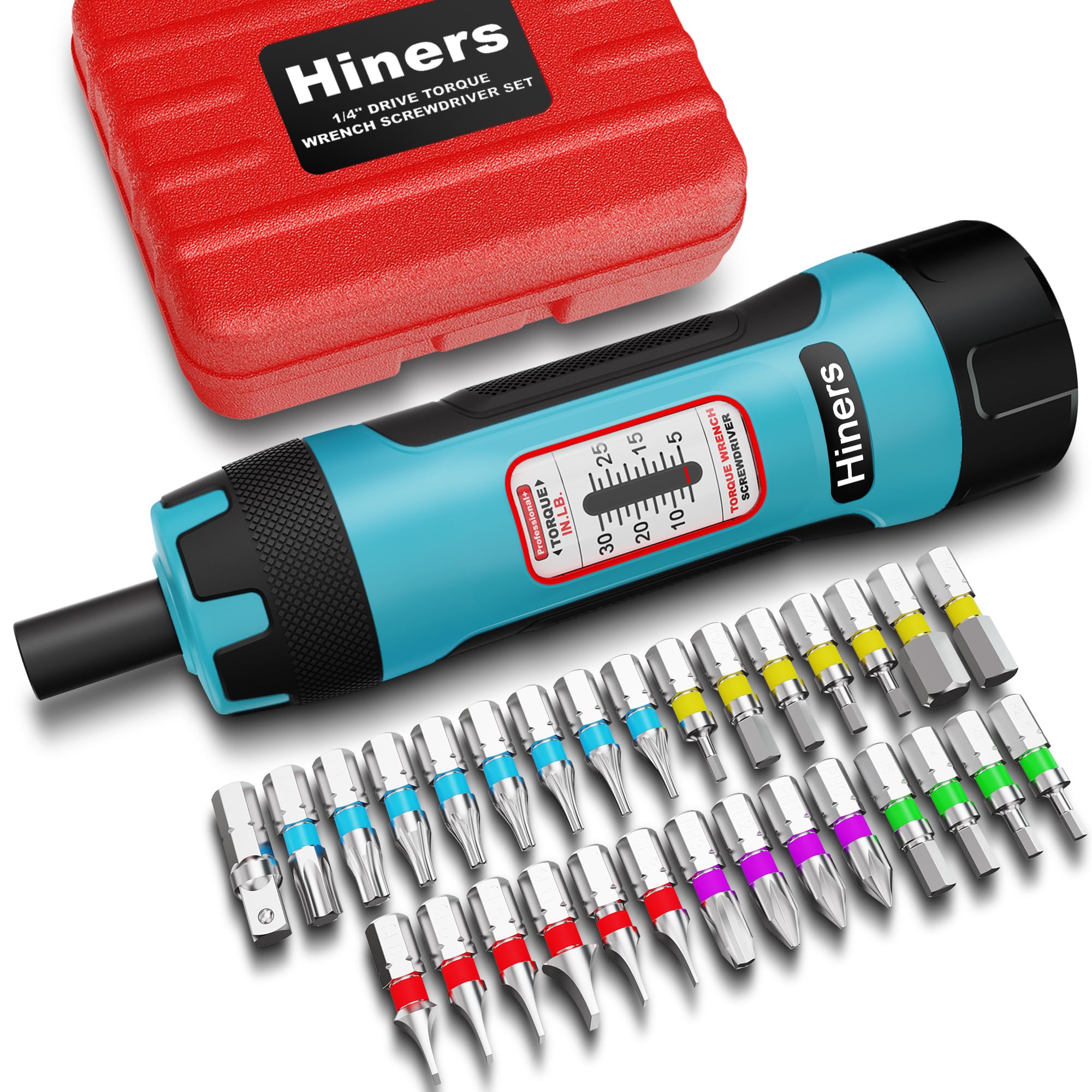 Amazon.com: Hiners 1/4 Inch Drive Torque Screwdriver Wrench Set, 5-30 ...