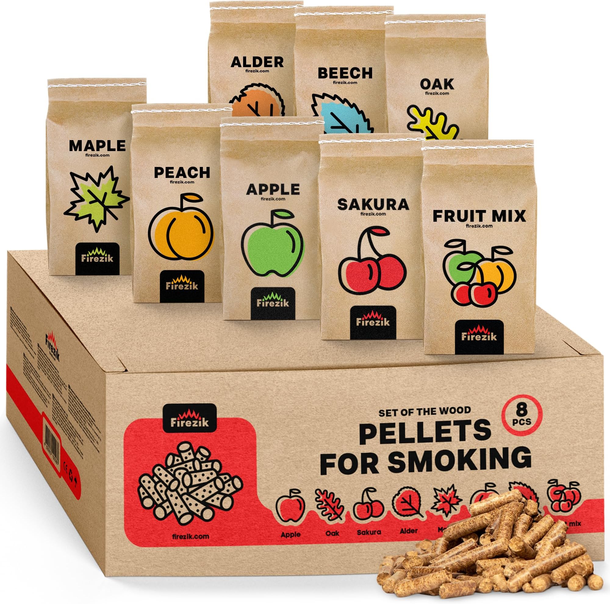 Amazon.com : Wood Smoking Pellet - Set of 8 Packs - Cherry, Apple, Oak ...