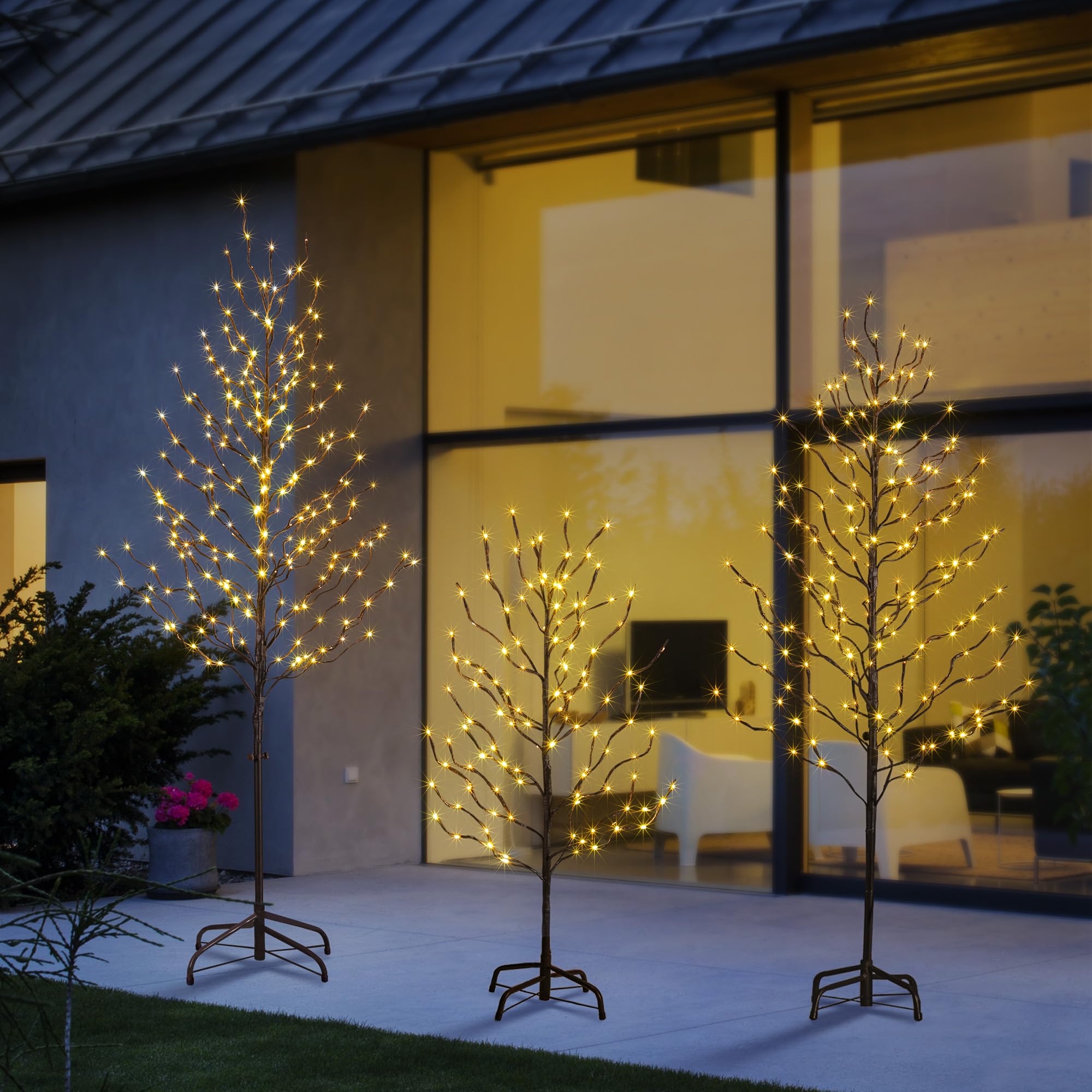 Amazon.com: Set of 3 Lighted Tree 3FT 5FT and 6FT LED Artificial Tree ...