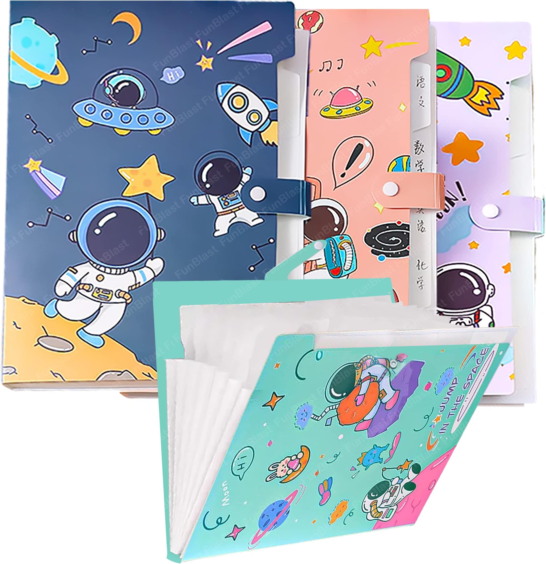 FunBlast Space Theme File Folder A4 Paper With Button Lock Pack Of 4 ...
