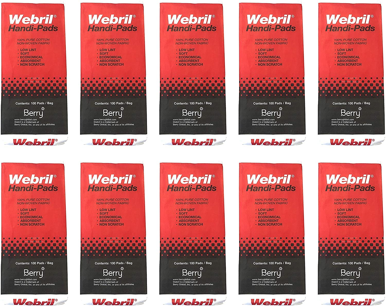 Amazon.com: Webril Wipes 4" x 4" Cotton Pads Case of 10 Packages of 100 ...