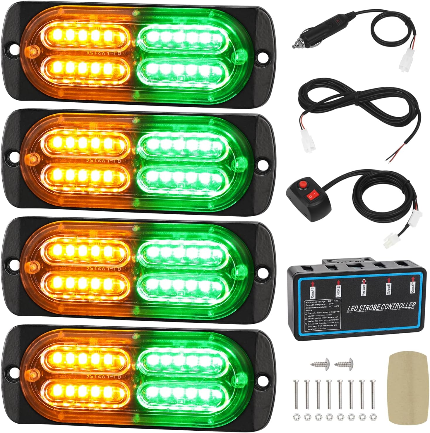 Amazon.com: Primelux Upgraded Green Strobe Lights for Trucks 4pcs Sync ...