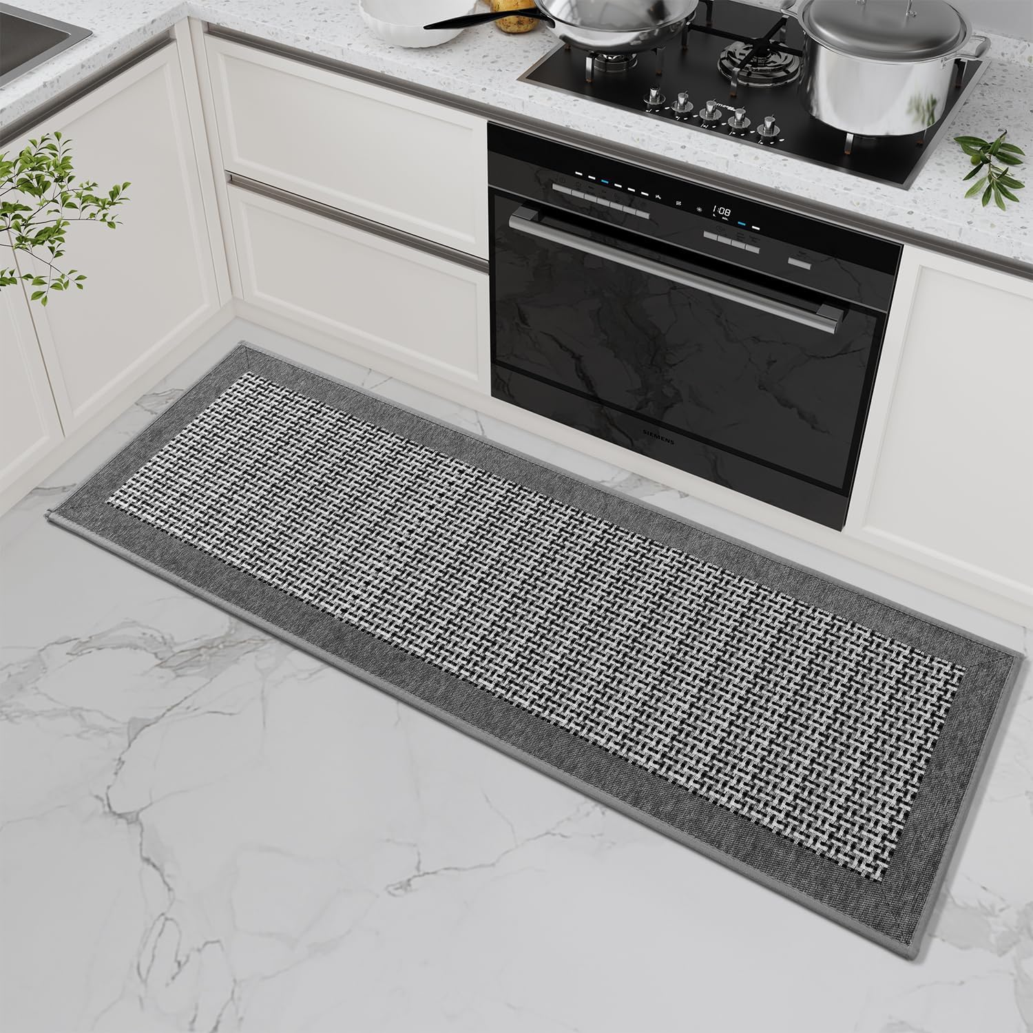 SIXHOME Grey 40 * 120cm Kitchen Mats non slip Washable Modern Kitchen ...