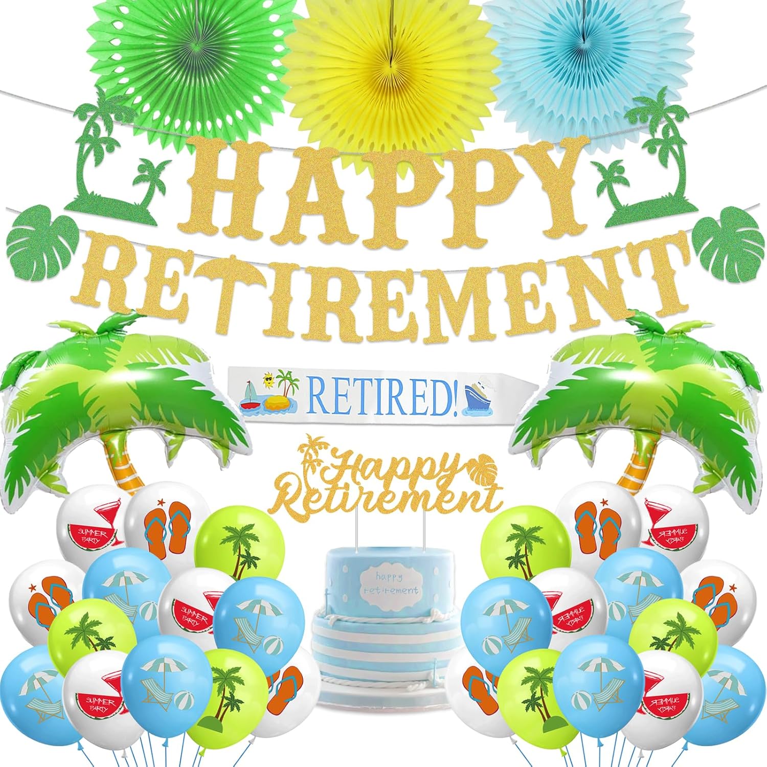 Amazon.com: Beach Retirement Party Decorations, Summer Hawaii Happy ...