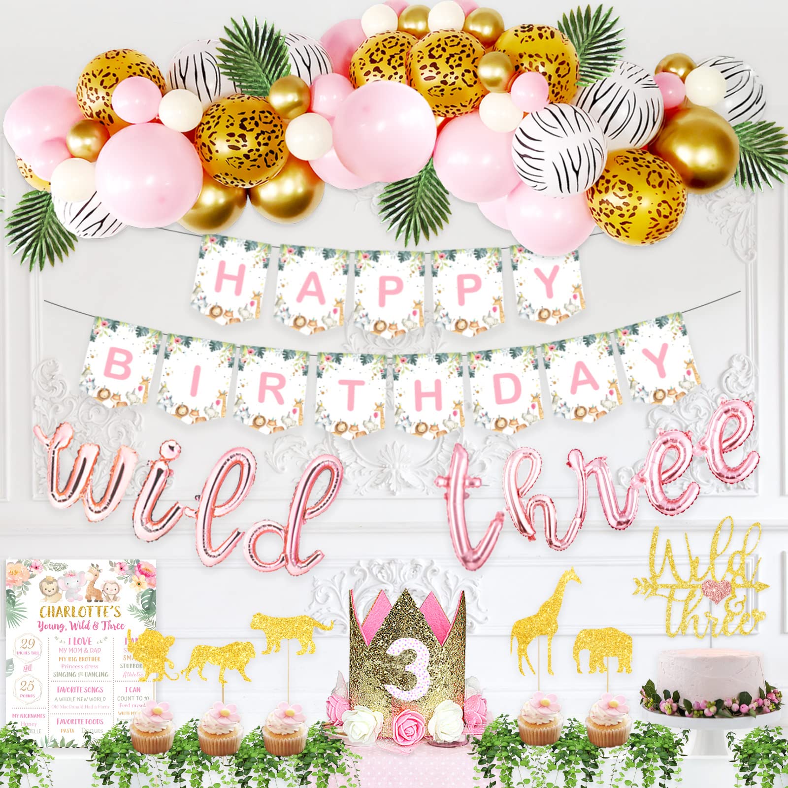Buy Young Wild and Three Decorations Girls, Hombae Safari Birthday ...