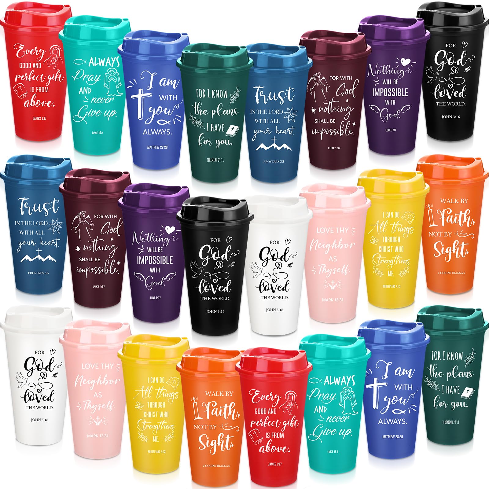 Amazon.com | Tioncy 48 Pcs Reusable Christian Coffee Mugs for Men 16 oz ...