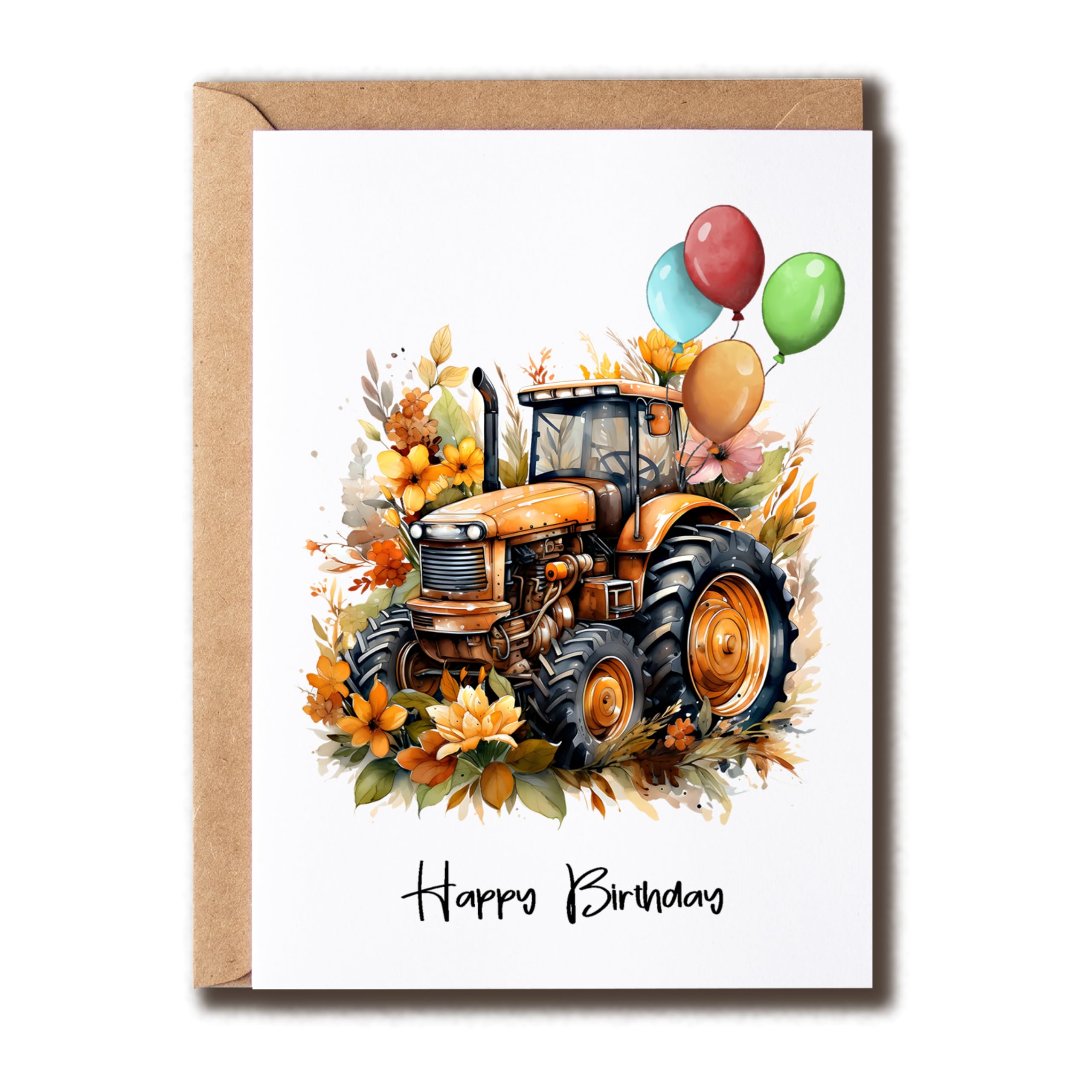 Farmer Happy Birthday Background New Holland Tractor Greeting Card