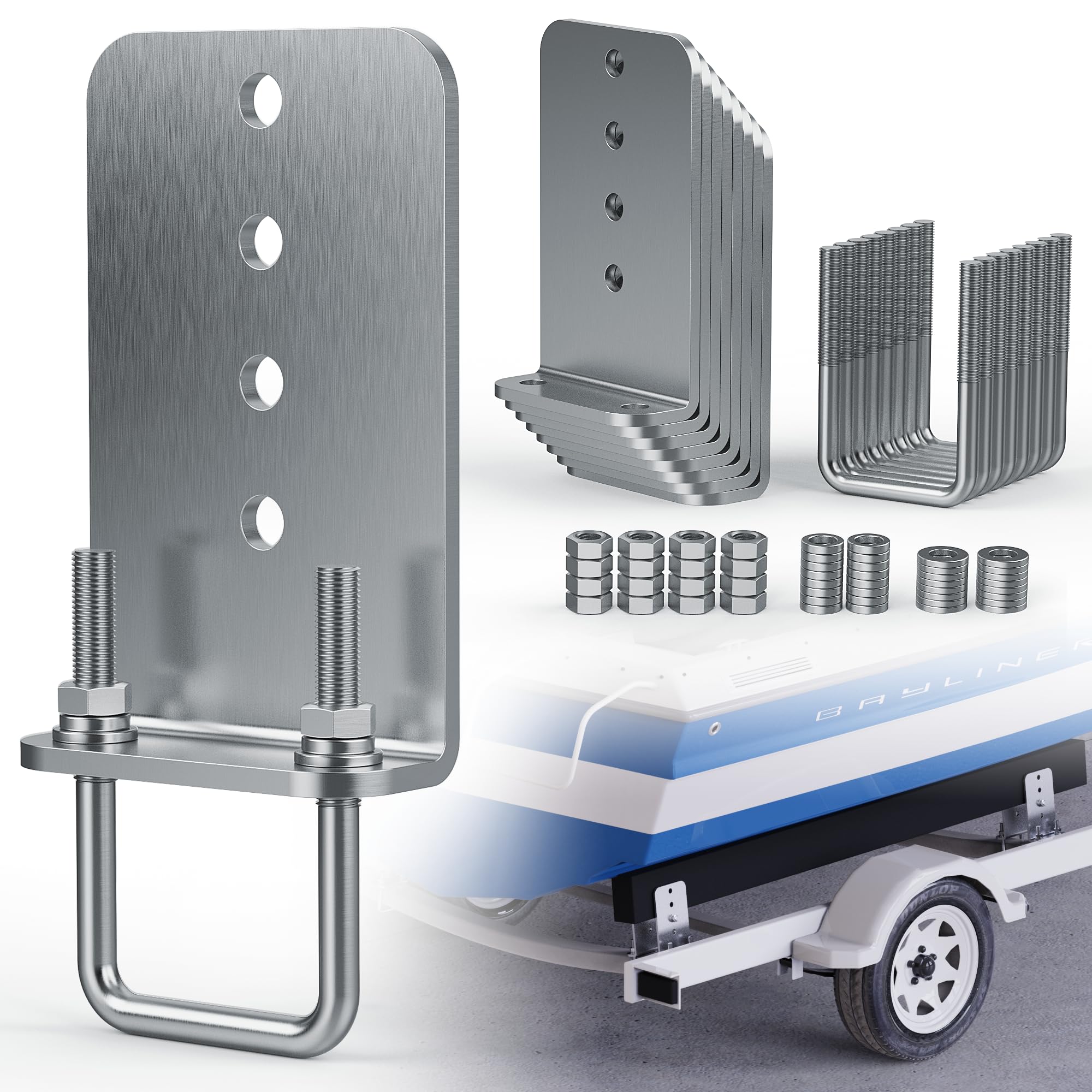 Trailer Mounting Hardware Heavy Duty 3 Point Car Automatic 50mm Chrome