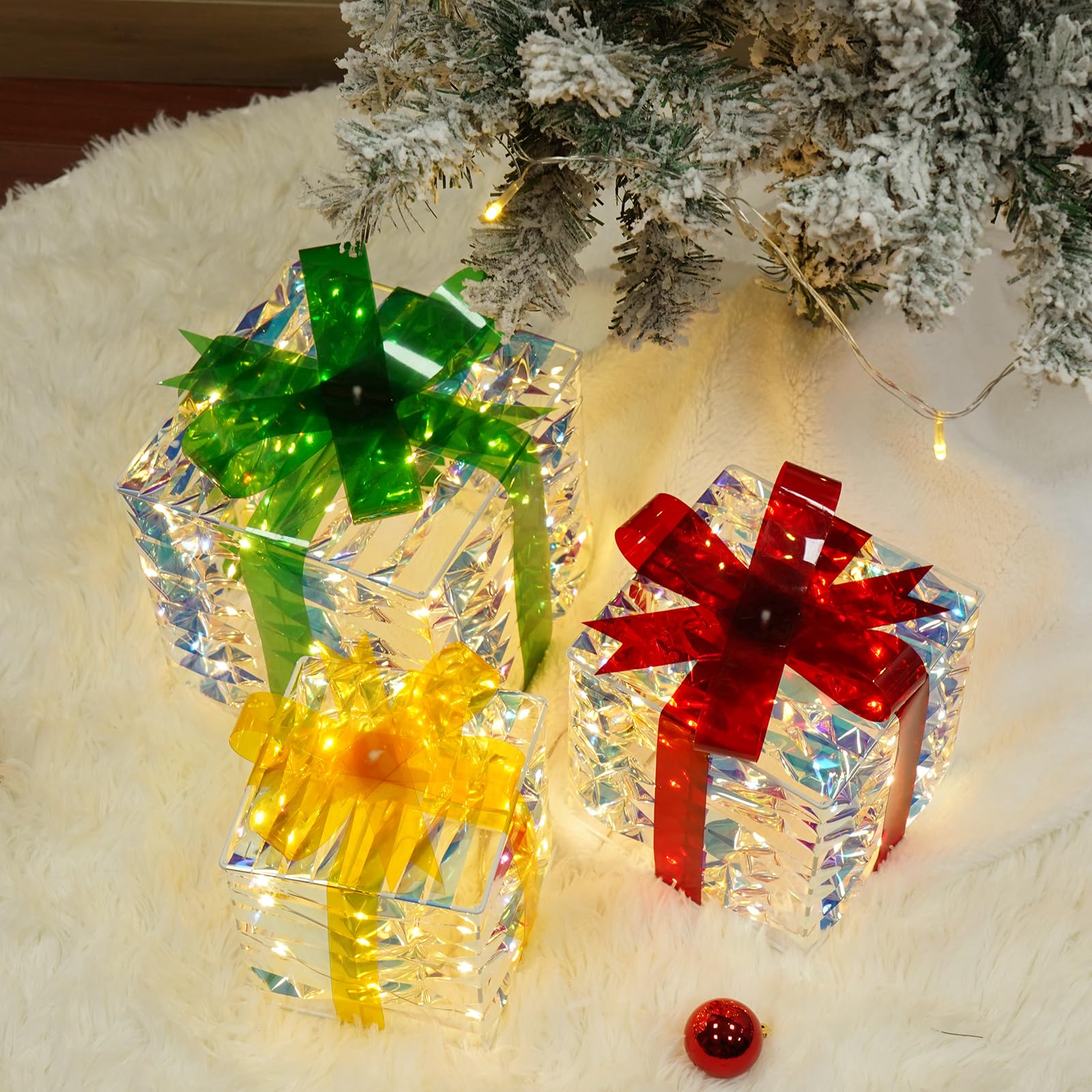 Amazon.com: QOTOLY Set of 3 Valentine’s & Christmas Lighted Gift Boxes ...