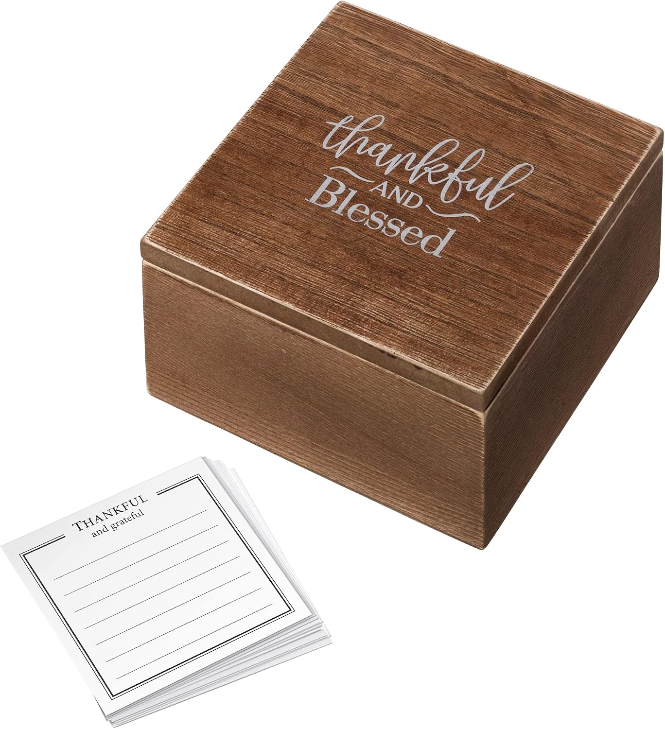 Amazon.com: Lillian Rose Rustic Wooden Thankful And Blessed Box With 30 ...