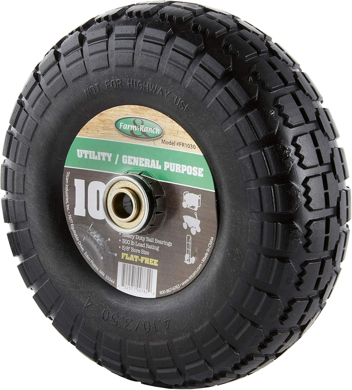 Amazon.com : Farm & Ranch FR1030 10-Inch No-Flat Replacement Turf Tire ...
